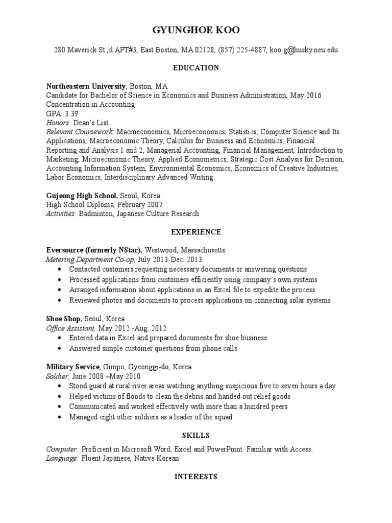 Resume Co-Op - Updated | PDF | Microsoft Excel | Economics