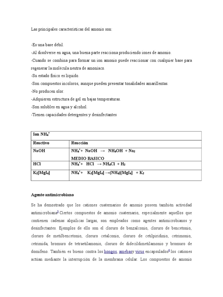 Las Principales Características Del Amonio Son | PDF | Moléculas ...