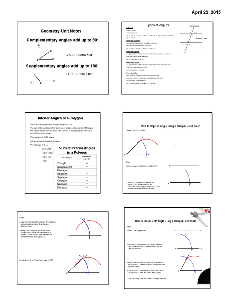 Memory Aid - Geometry | PDF | Angle | Geometric Shapes