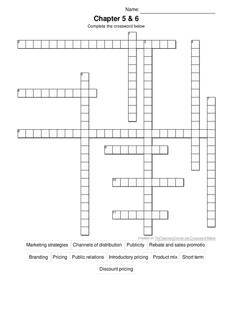 Marketing Strategies Crossword Puzzle | PDF