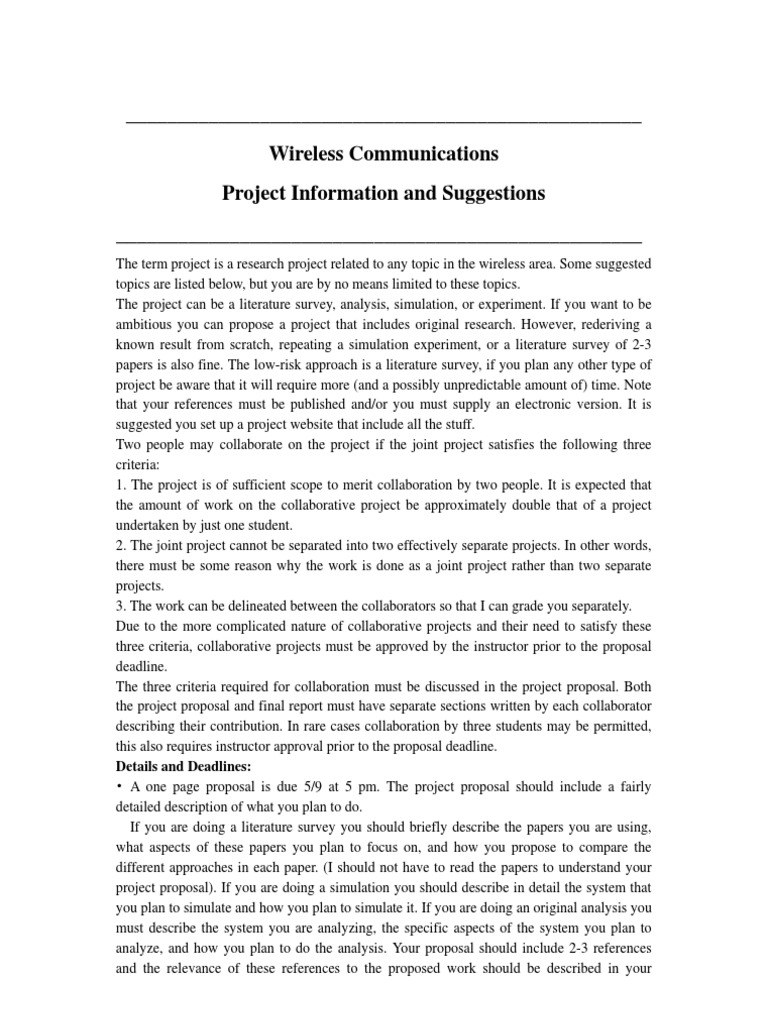 Wireless Communications Project Information and Suggestions | PDF | Wireless Ad Hoc Network ...