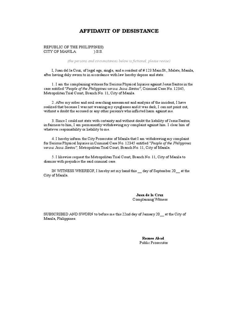 Affidavit of Desistance | PDF