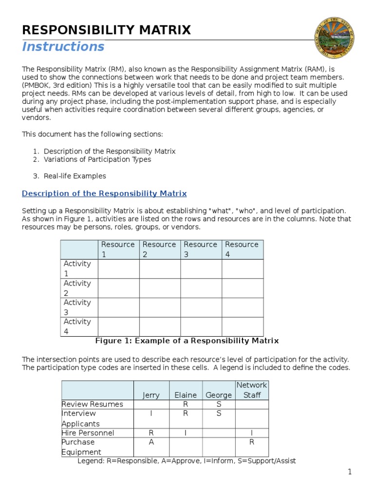 Responsibility Matrix | PDF | Matrix (Mathematics) | Computing And ...