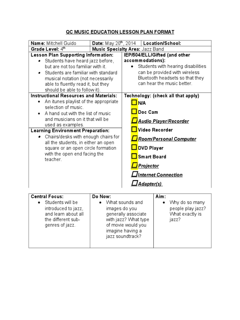 Audio Player/Recorder: TH TH | PDF | Jazz | Lesson Plan