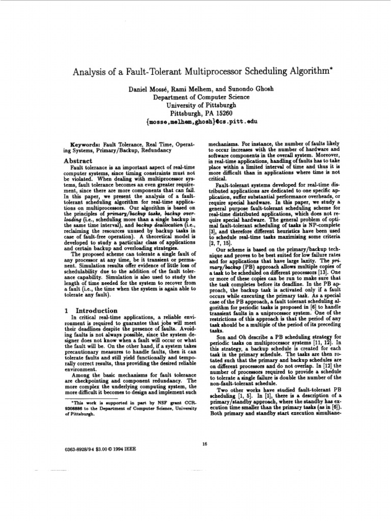 Reference Paper 1 | PDF | Fault Tolerance | Scheduling (Computing)