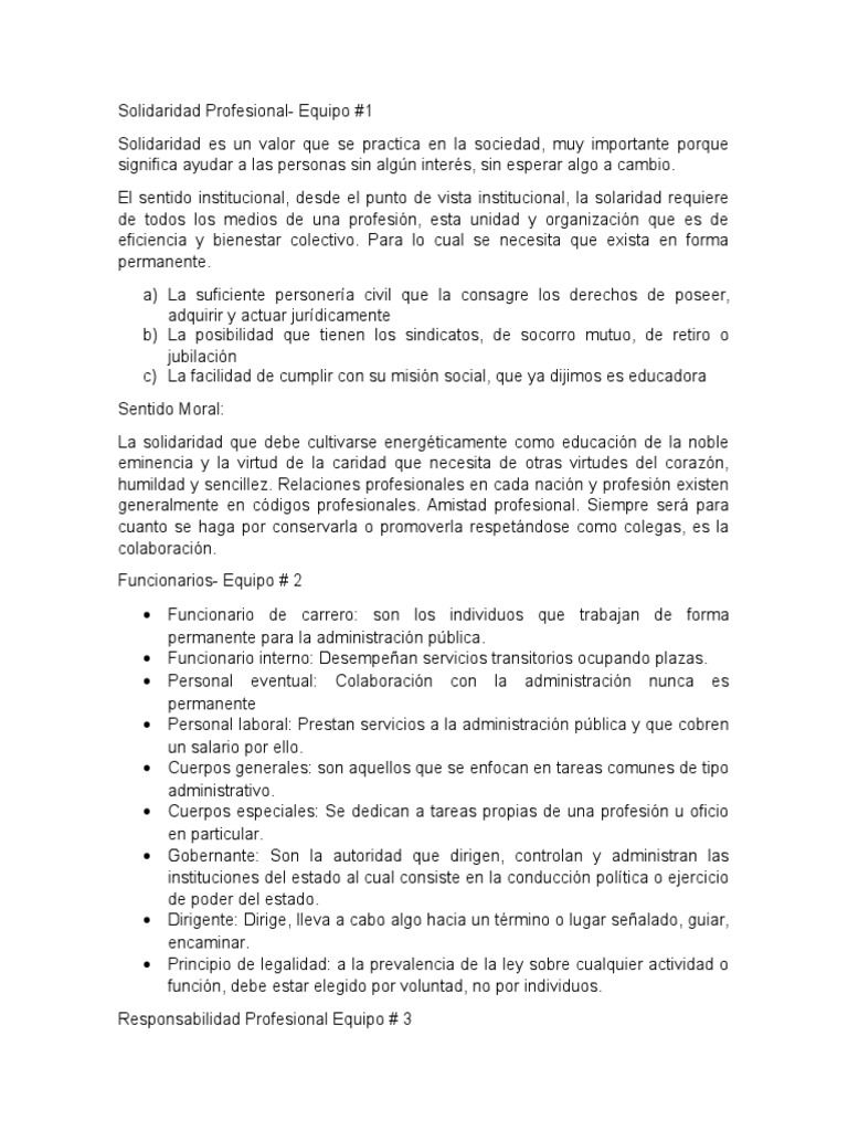 Solidaridad y Responsabilidad Profesional | PDF | Institución ...