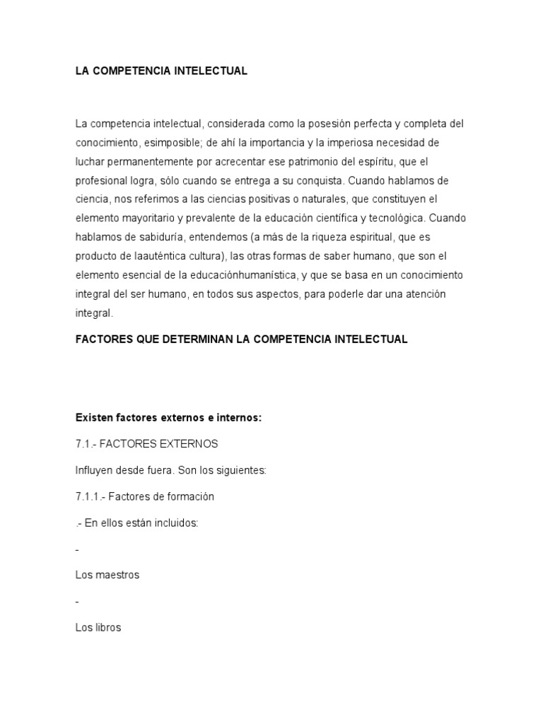 Factores de la Competencia Intelectual | PDF | Humanidades | Conocimiento