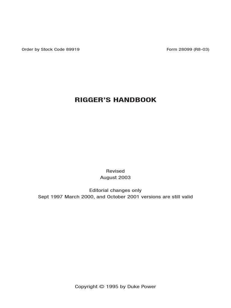 Riggers Handbook | Download Free PDF | Crane (Machine) | Elevator