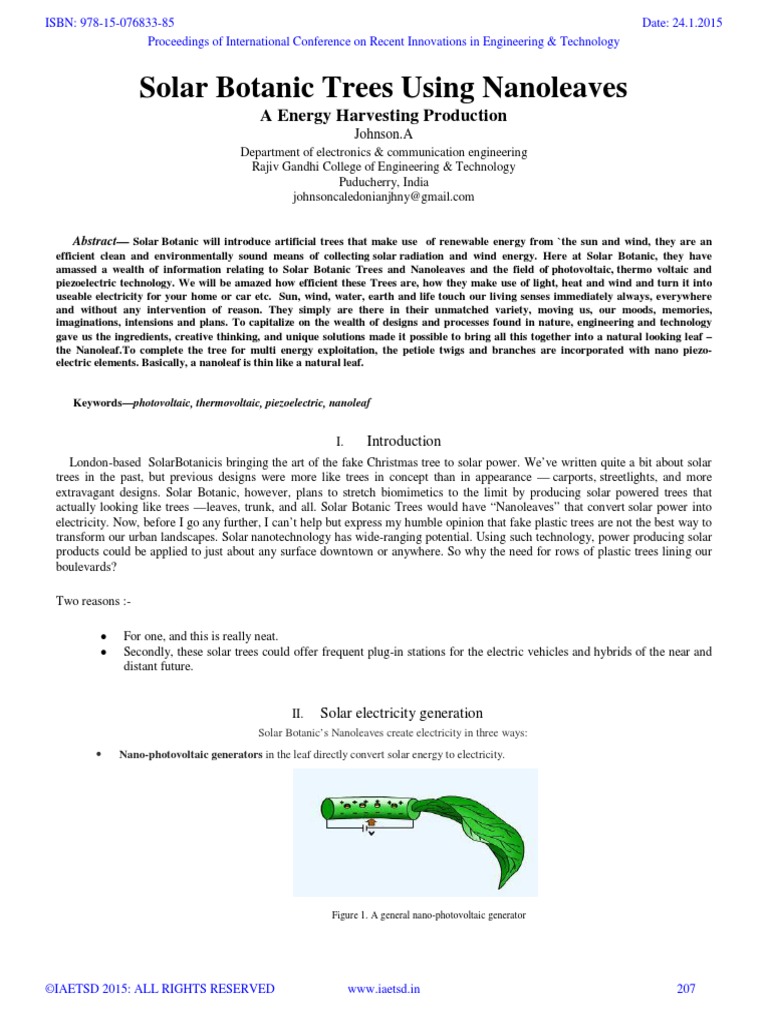 Solar Botanic Trees Using Nanoleaves | PDF | Titanium Dioxide ...