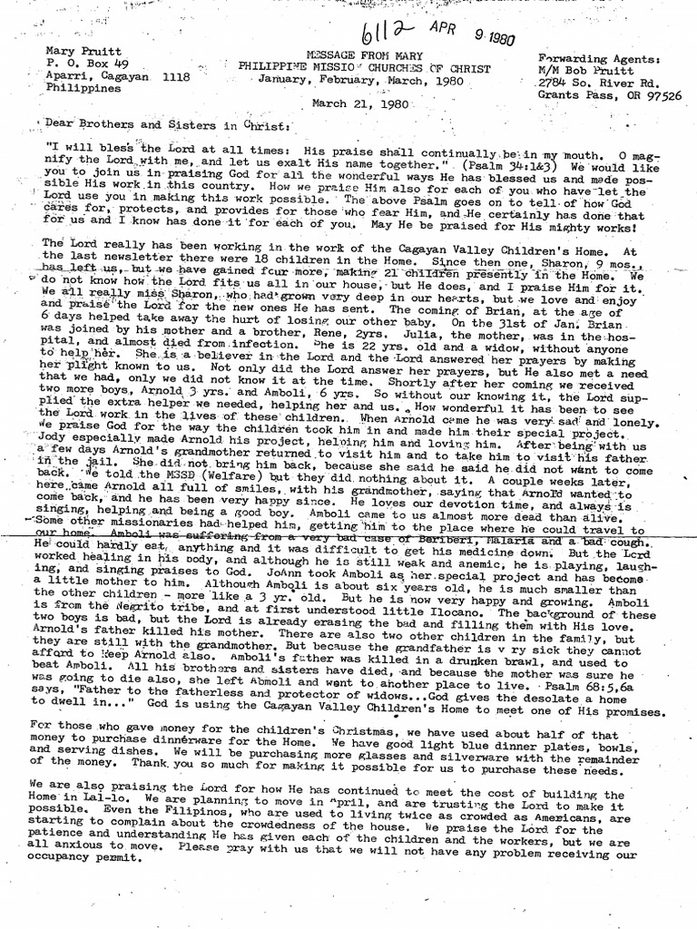 Pruitt Mary 1980 Philippines | PDF | Jesus | Baptism