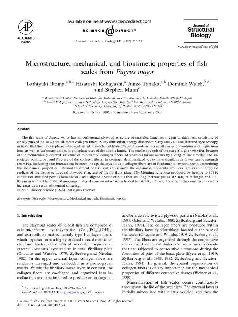 Microstructure, Mechanical, and Biomimetic Properties of Fish Scales ...