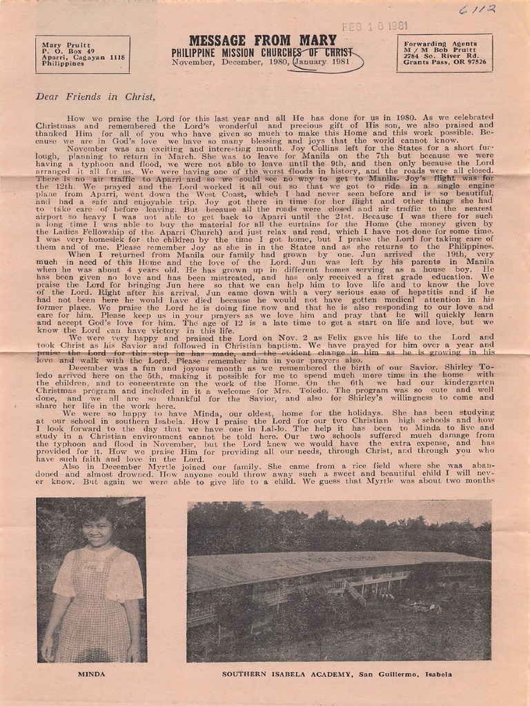 Pruitt Mary 1981 Philippines | PDF | Prayer | Baptism