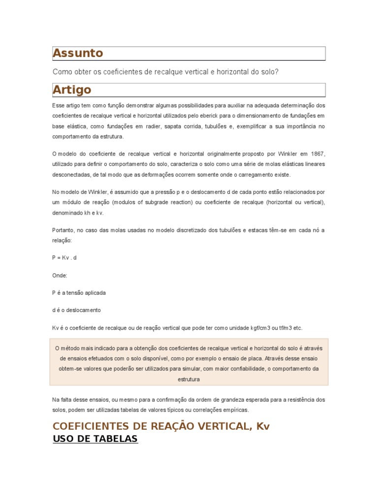 Coeficientes de Recalque em Solos Arenosos | PDF | Estresse (Mecânica ...