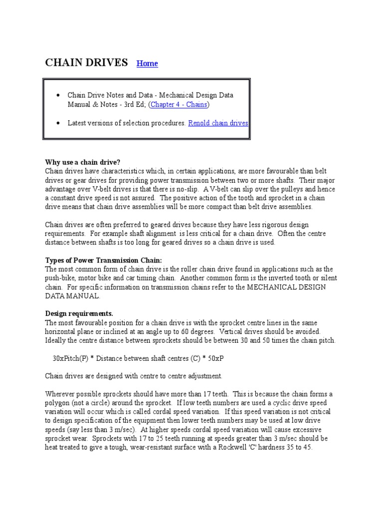 Chain Drives: Why Use A Chain Drive? | PDF | Transmission (Mechanics ...