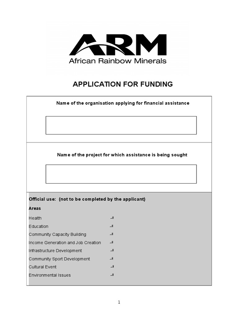 Application For Funding | PDF | Nonprofit Organization | Government