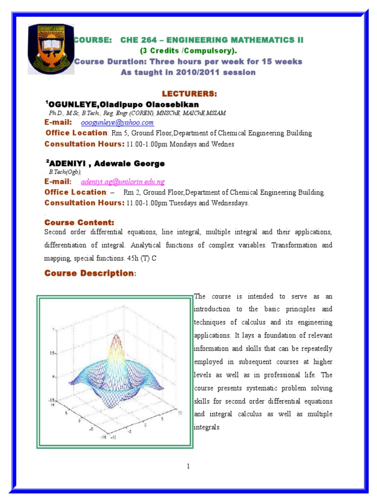 Che 264 Courseware | PDF | Integral | Complex Number