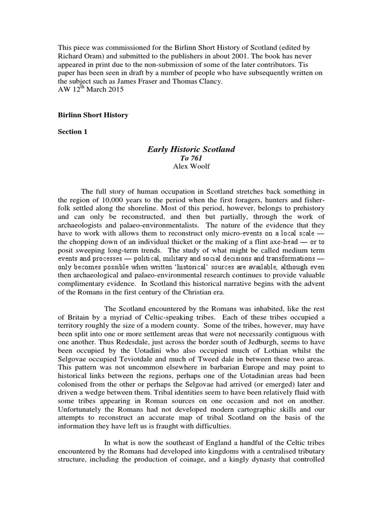 Scotland To AD 761 From The Birlinn Short History of Scotland | PDF ...