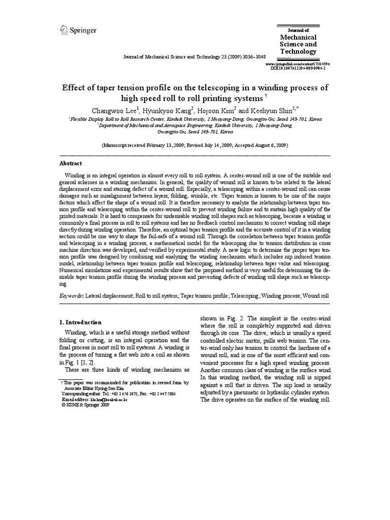 Effect of Taper Tension Profile On The Telescoping in A Winding Process of High Speed Roll To ...