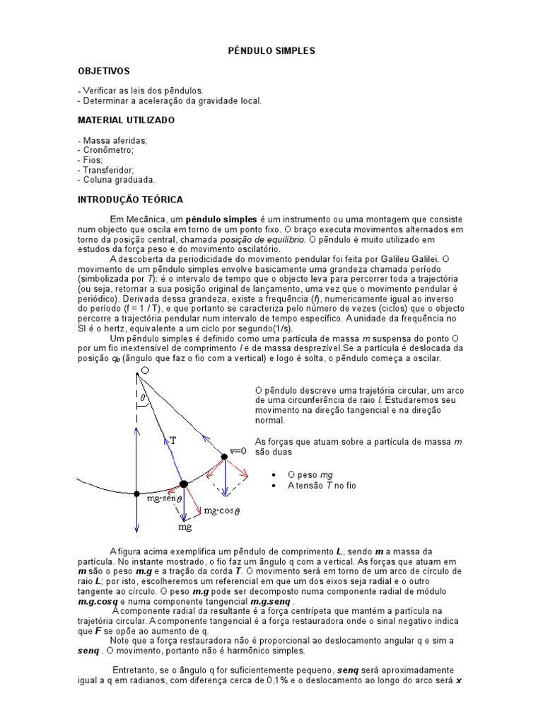 Pêndulo Simples | PDF | Pêndulo | Mecânica Clássica