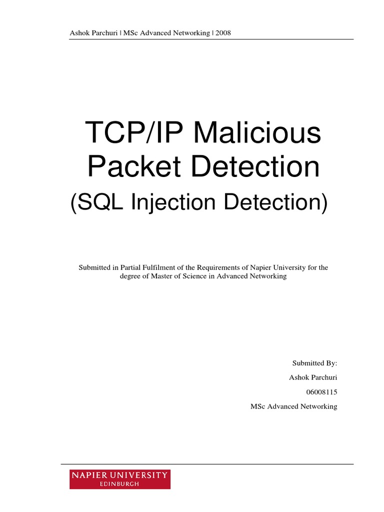 Tcp Ip Malicious Packet Detection Pdf Transmission Control Protocol