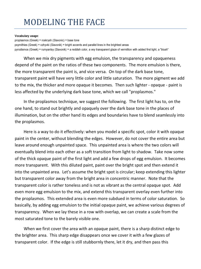 Modeling The Face PDF | Download Free PDF | Paint | Shadow