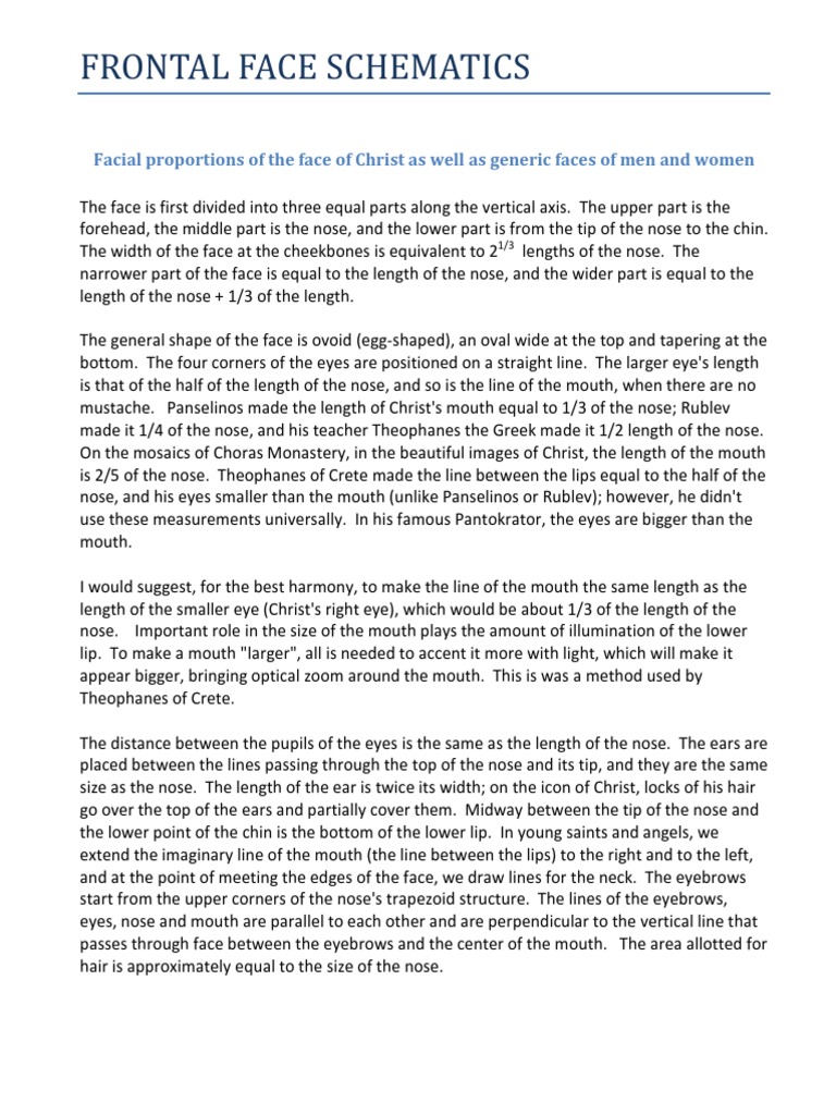 Frontal Face Schematics PDF | PDF | Forehead | Human Eye