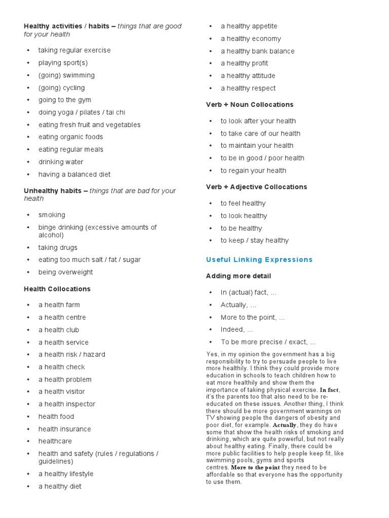 For Your Health: Healthy Activities / Habits - Things That Are Good ...