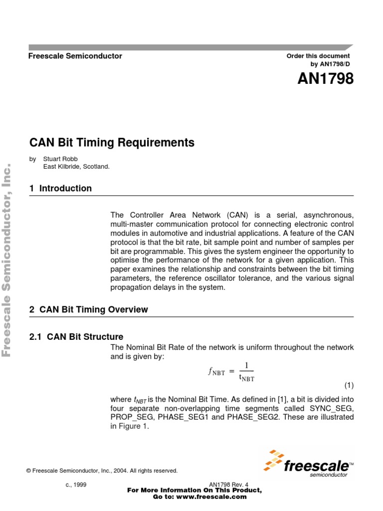CAN Bit Timing Requirements: Freescale Semiconductor | PDF ...