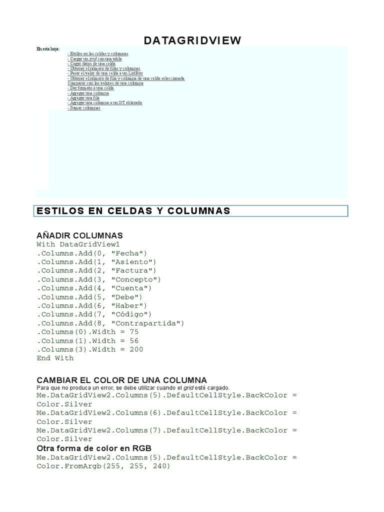 Data Grid View | PDF | Notación | Aritmética