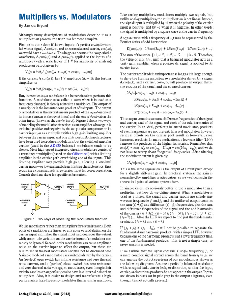 Multipliers vs. Modulators: by James Bryant | PDF | Amplifier | Modulation