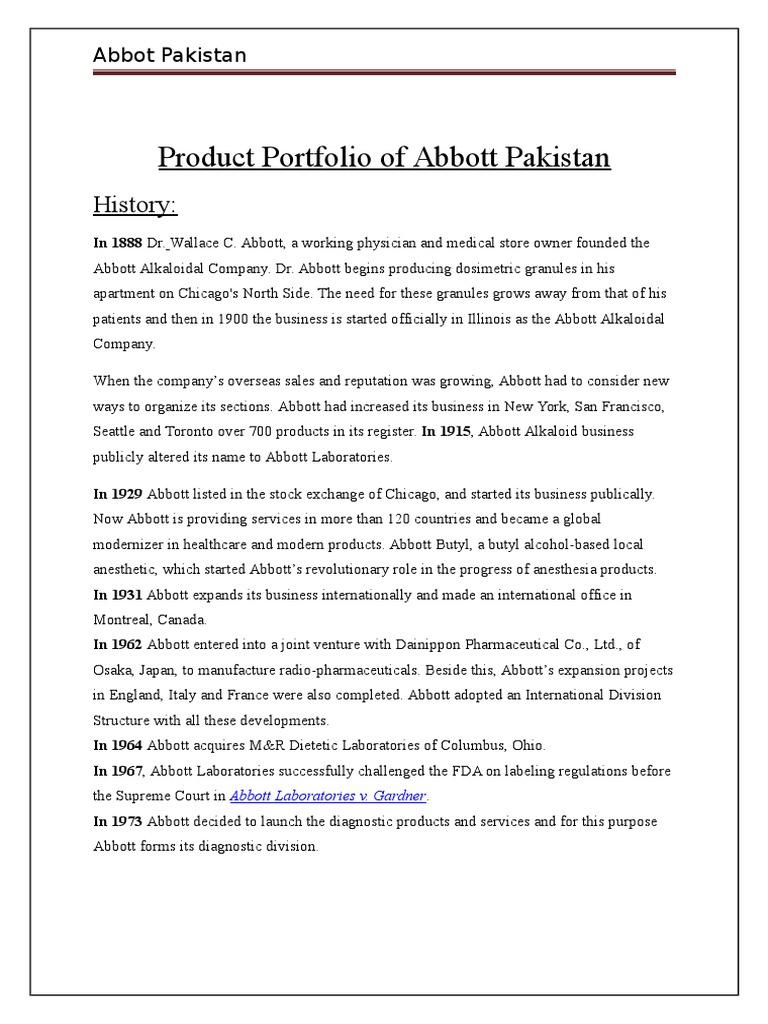 A History of Abbott Laboratories: From Founding in 1888 to Global ...