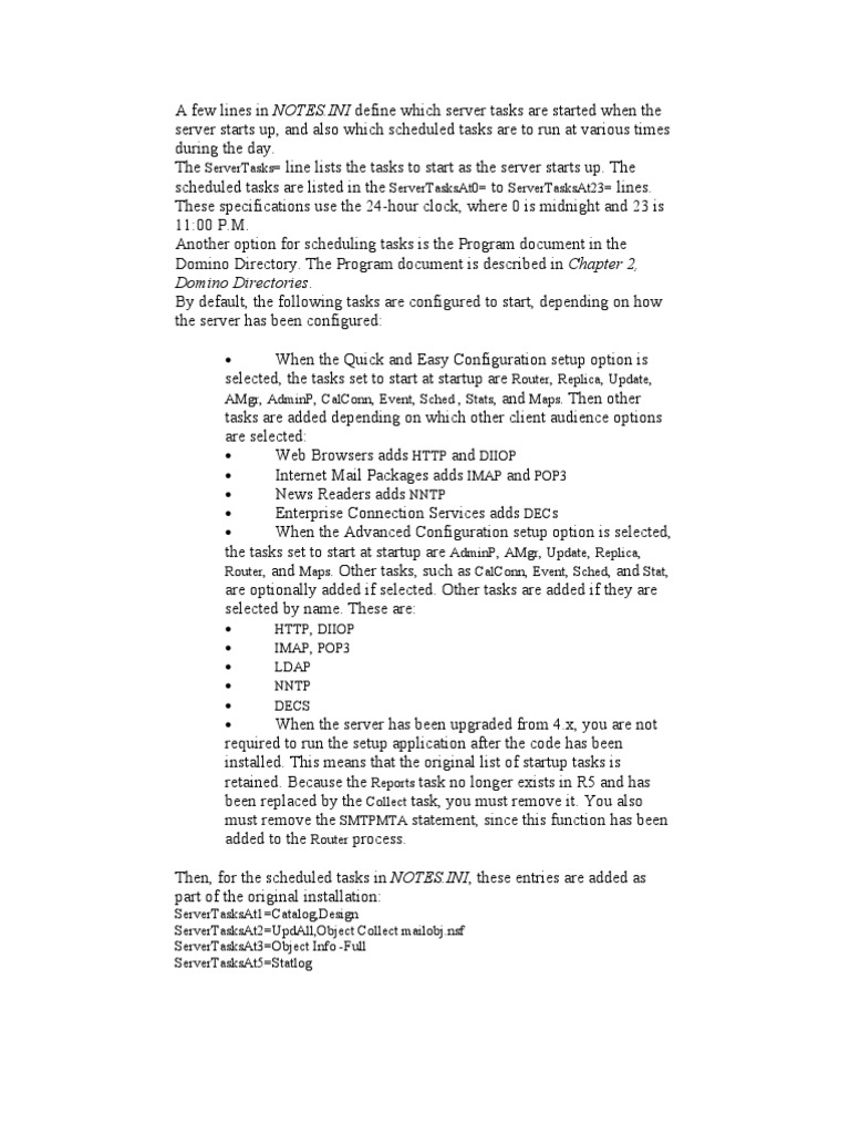 Domino Server Tasks and Console Commands | PDF | Ibm Notes | Command ...