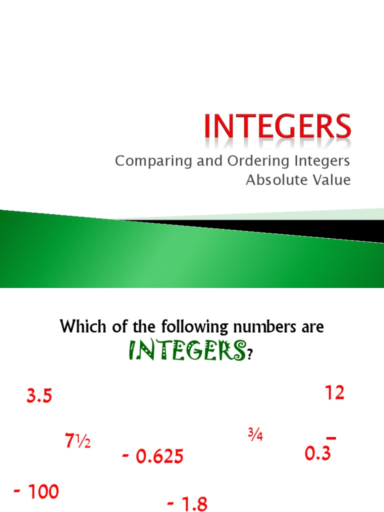 Comparing and Ordering Integers Absolute Value | PDF | Teaching Methods ...