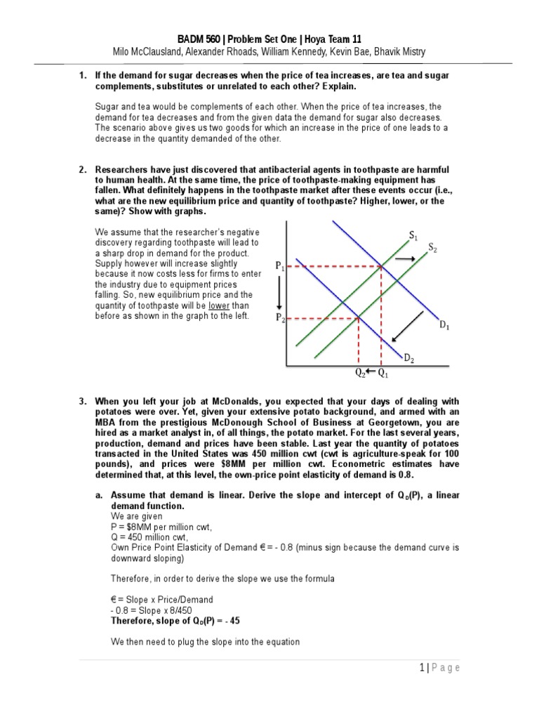 Supply & Demand Problem Set | PDF | Demand Curve | Demand