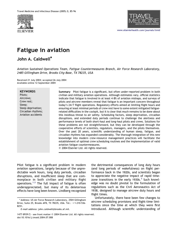 Fatigue in Aviation by John A Caldwell | Download Free PDF | Shift Work ...