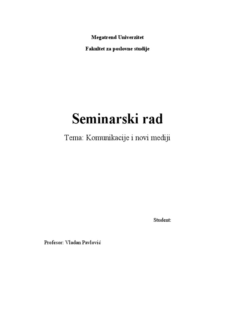 Komunikacija I Novi Mediji | PDF