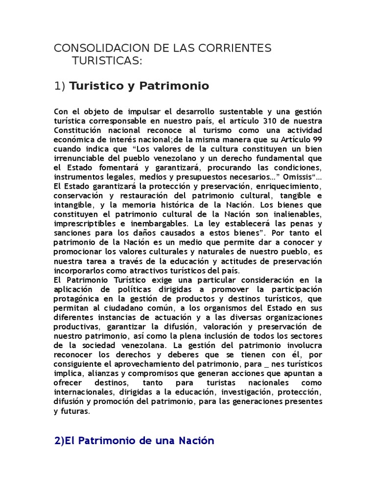 Consolidacion de Las Corrientes Turisticas | PDF | Turismo | Bienes (Ley)