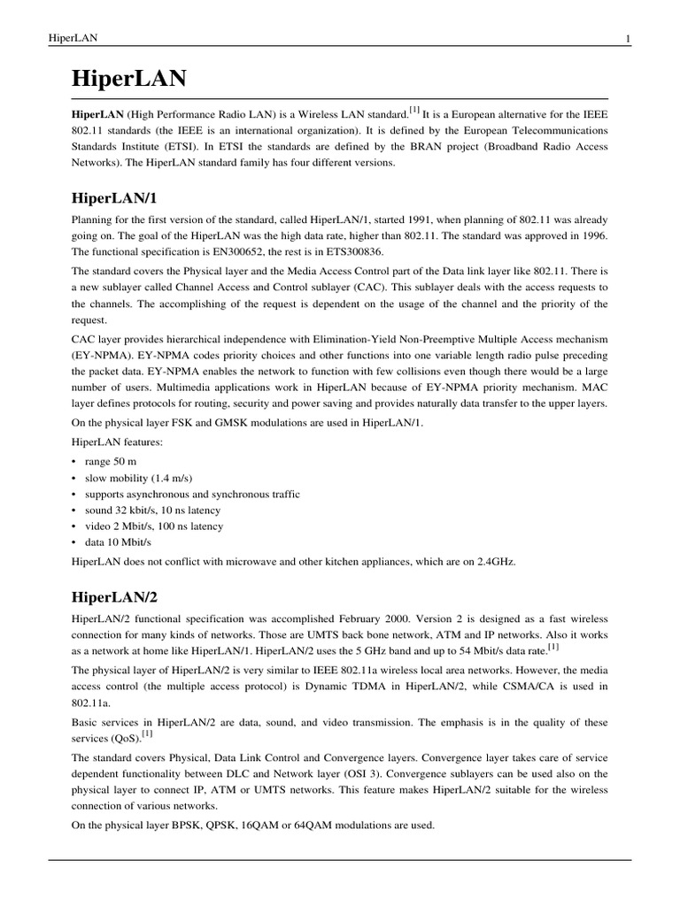 Hiperlan 1 | PDF | Network Architecture | Computer Data