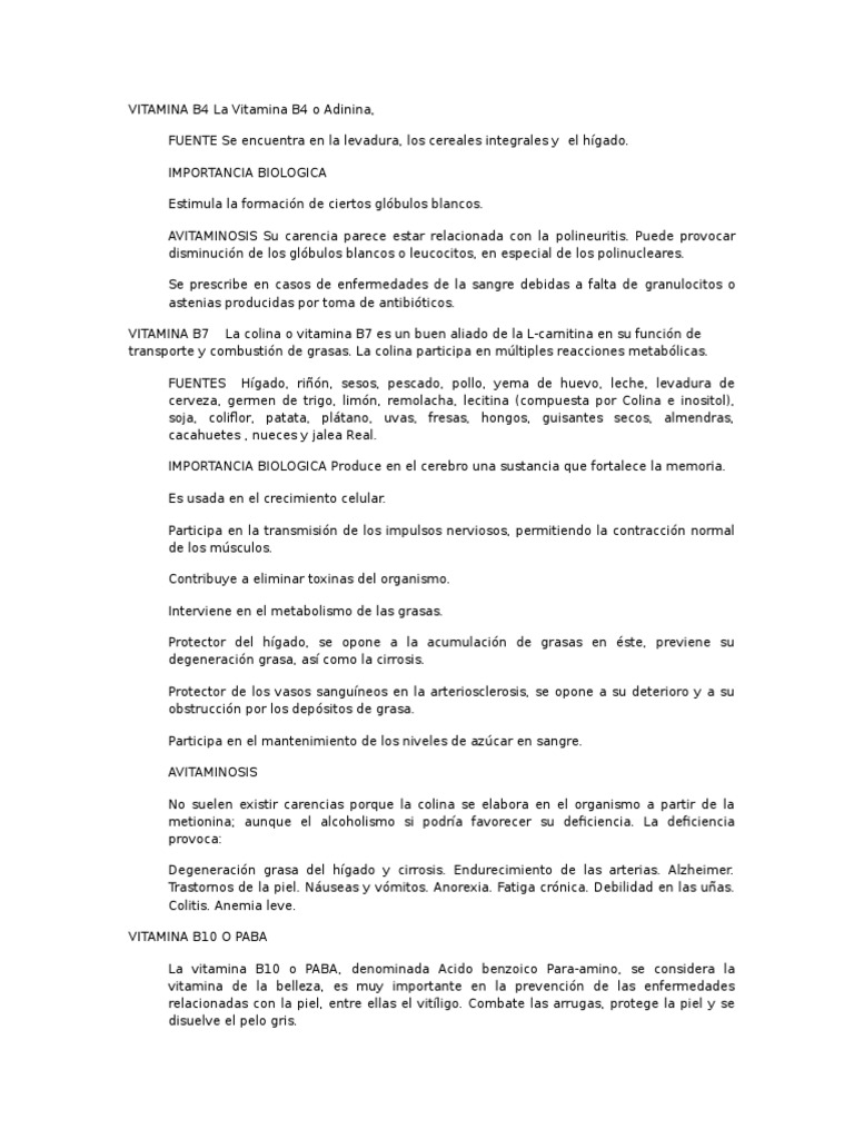 VITAMINA B4 La Vitamina B4 o Adinina | PDF | Vitamina | Cereales