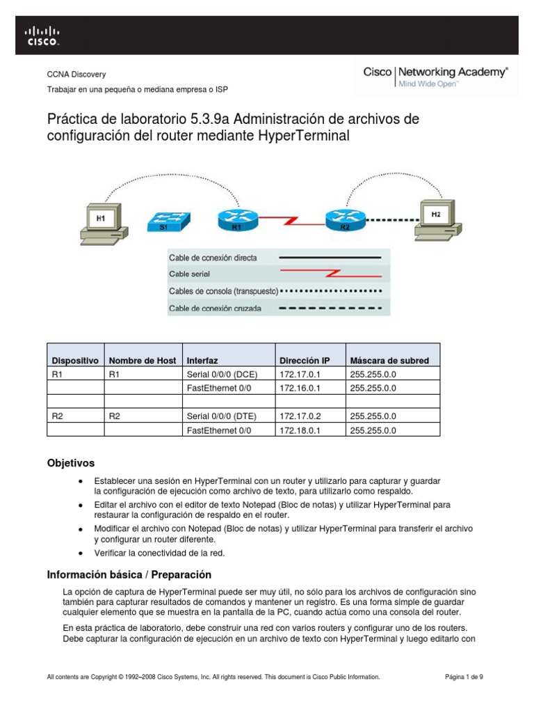 Administración de Archivos de Configuración Del Router Mediante HyperTerminal | PDF | Enrutador ...