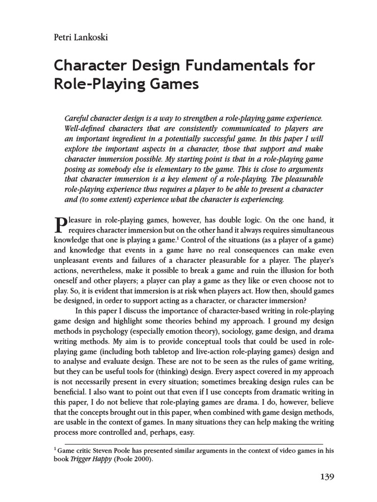 Character Design for Role-Playing Games | PDF | Role Playing Games ...