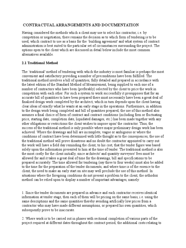 Contractual Arrangements and Documentation | PDF | General Contractor ...