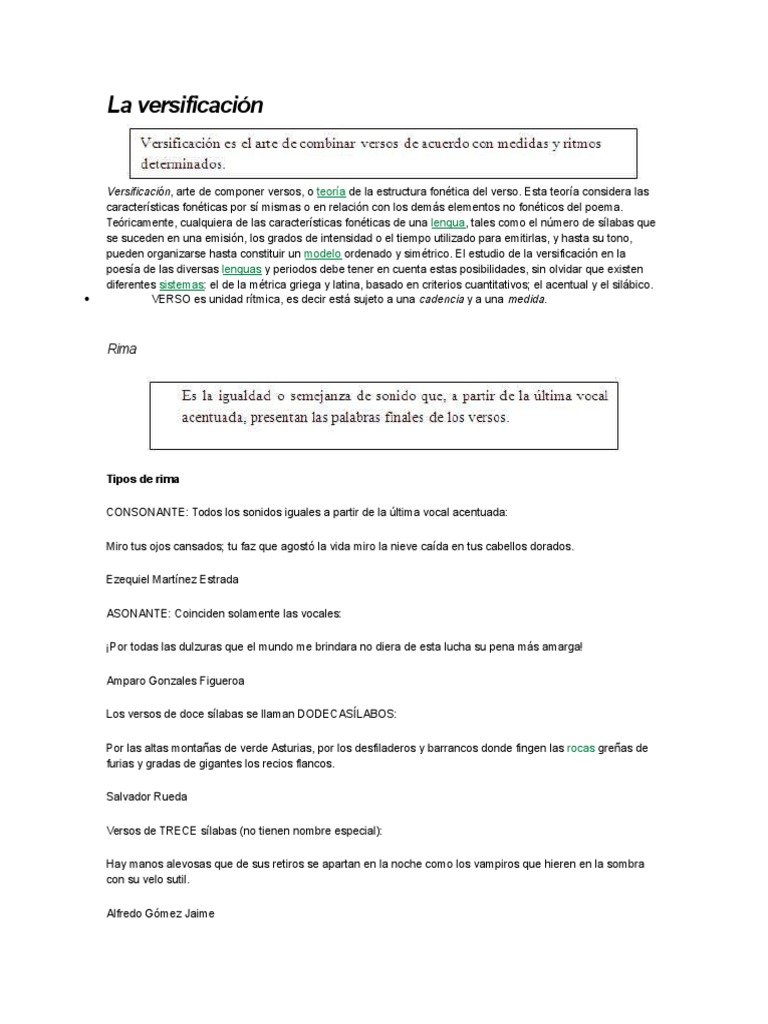 La Versificacion | PDF | Metro (poesía) | Forma poética
