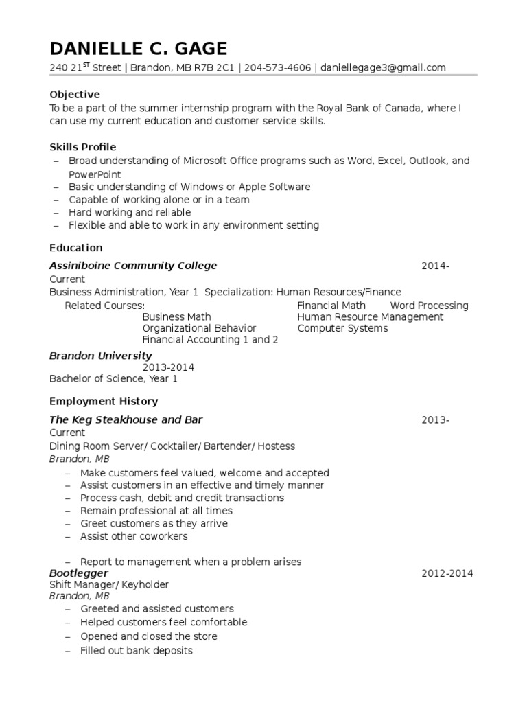 Danielle C Gage Resume | PDF | Business | Finance & Money Management