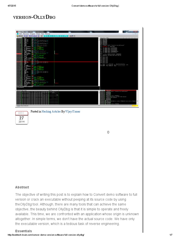 Convert Demo Software To Full version-OllyDbg - PDF | Download Free PDF | Source Code | Software