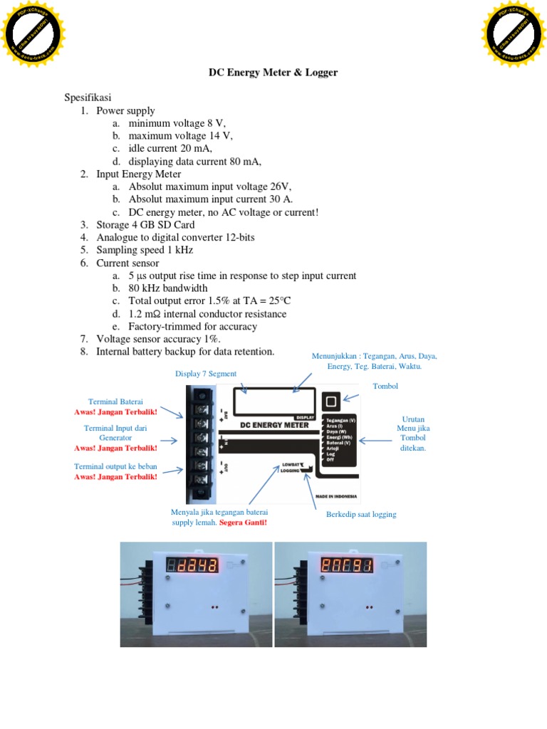 DC Energy Meter Specifications Guide | PDF | Technology & Engineering
