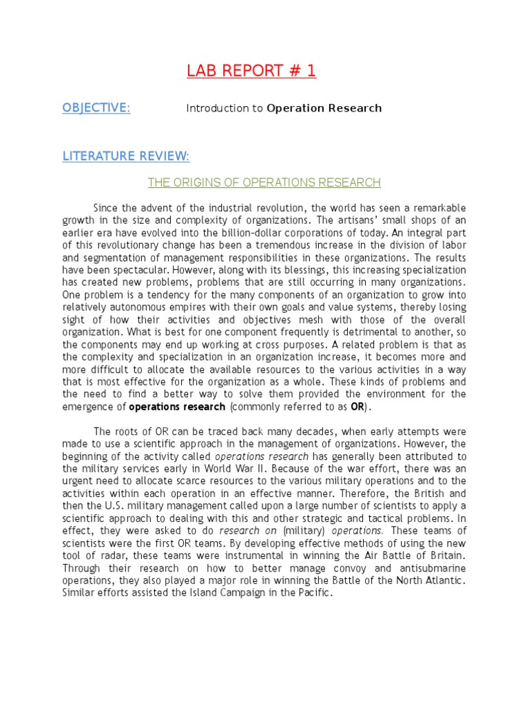 Operations Research Lab Report | PDF | Linear Programming | Mathematical Optimization