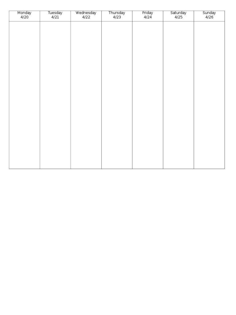 Blank Weekly Calendar Template | PDF
