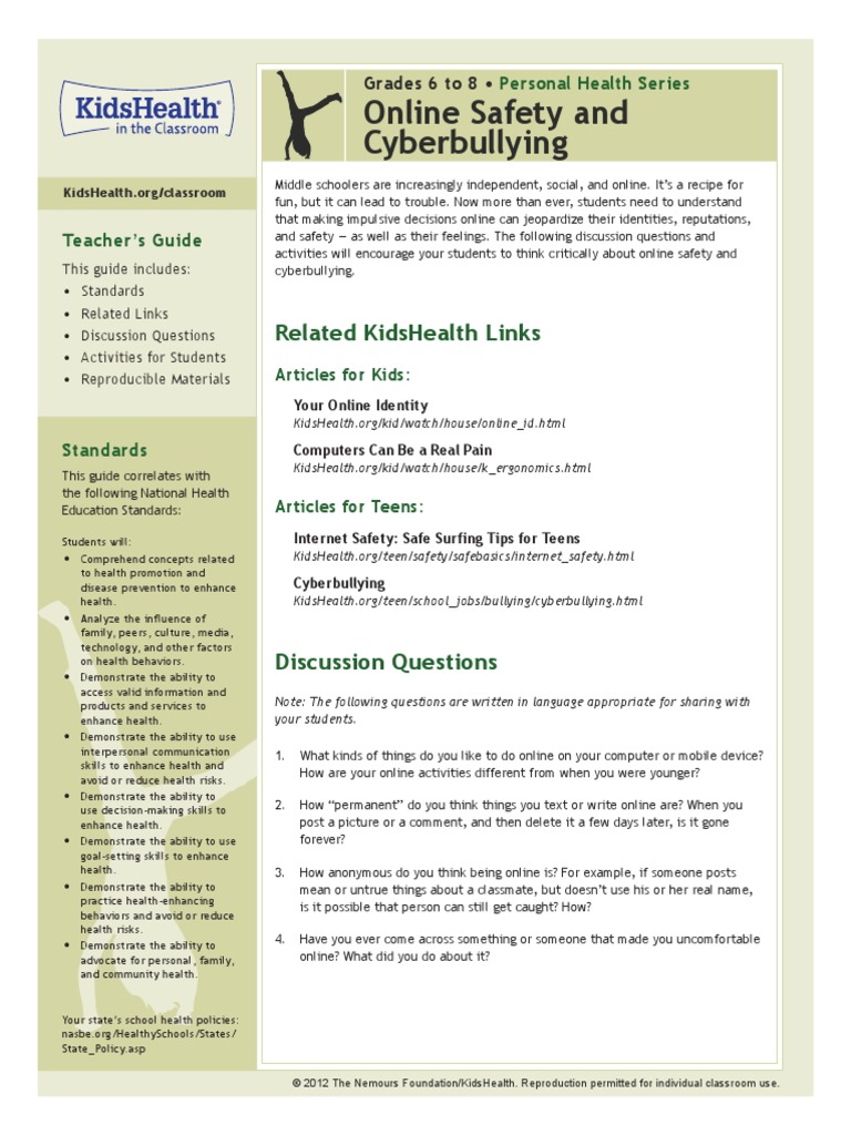 Online Safety Cyberbullying PDF | PDF | Cyberbullying | Adolescence