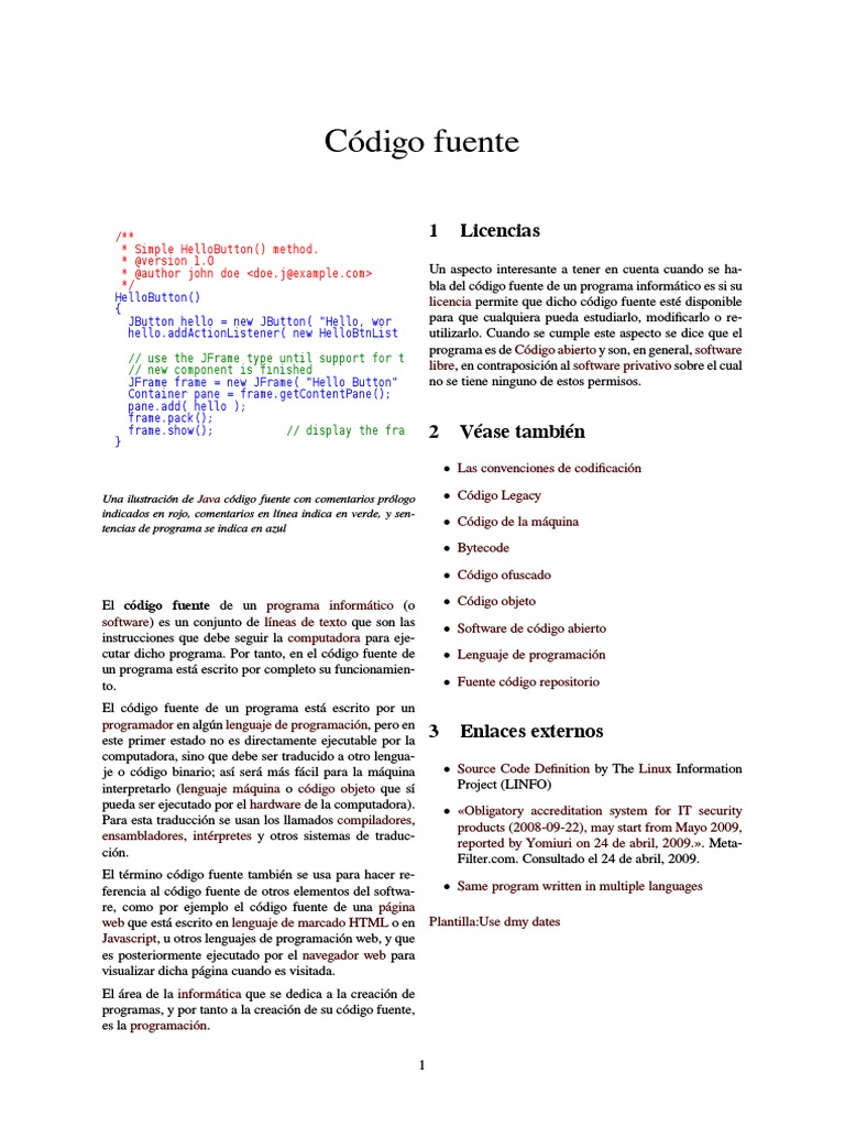 Ejemplo de Código Fuente en Java | PDF | Código fuente | Programa de ...